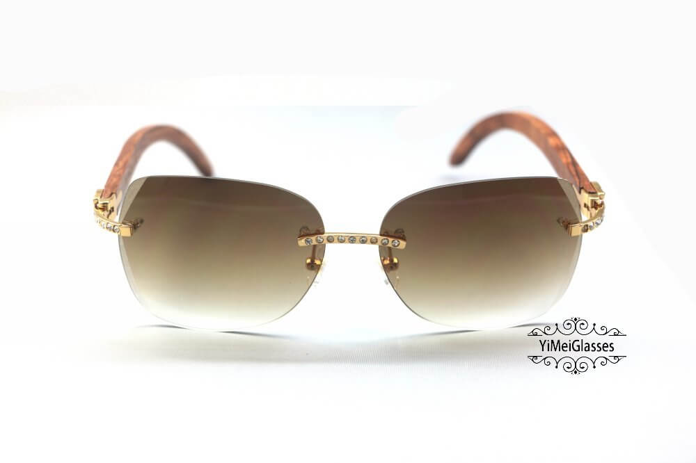 Cartier Wooden Diamond Beveled Edge Lens Sunglasses CT3524012 ...