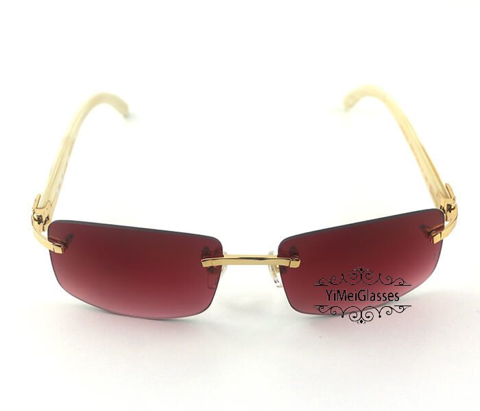Cartier Buffalo Horn Classic Rimless Sunglasses CT3524012 - Yimeiglasses