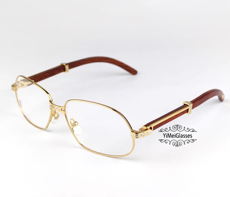 Cartier Classic Wooden GOLD Plated Full Frame Eyeglasses&Sunglasses ...