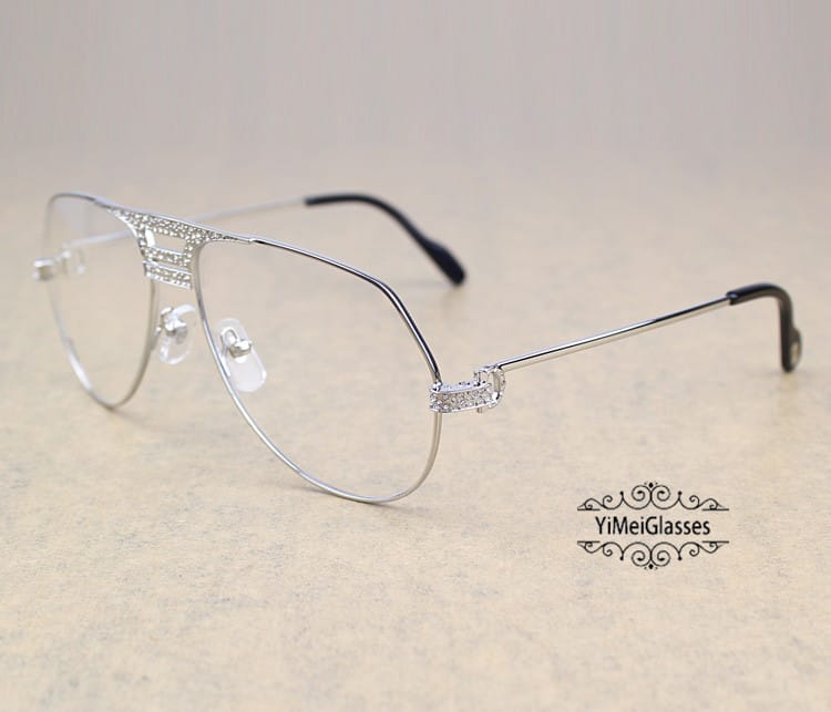 Cartier Retro Double Bridge Diamond Full Frame Eyeglasses CT1129 ...