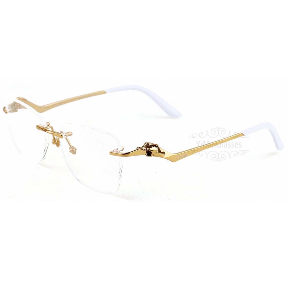Cartier PANTHèRE Titanium Rimless Eyeglasses CT01200 – Yimeiglasses