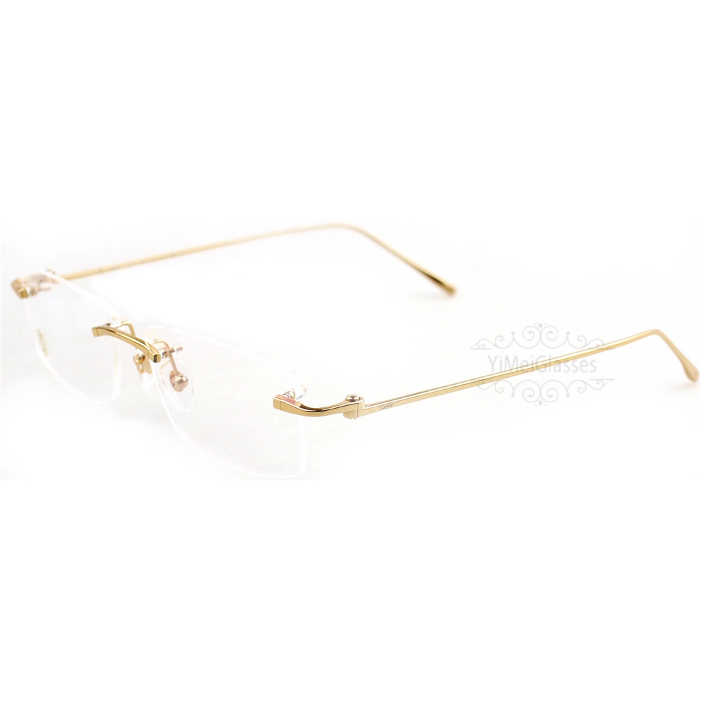 Cartier Santos De Titanium Rimless Eyeglasses CT0070 – Yimeiglasses